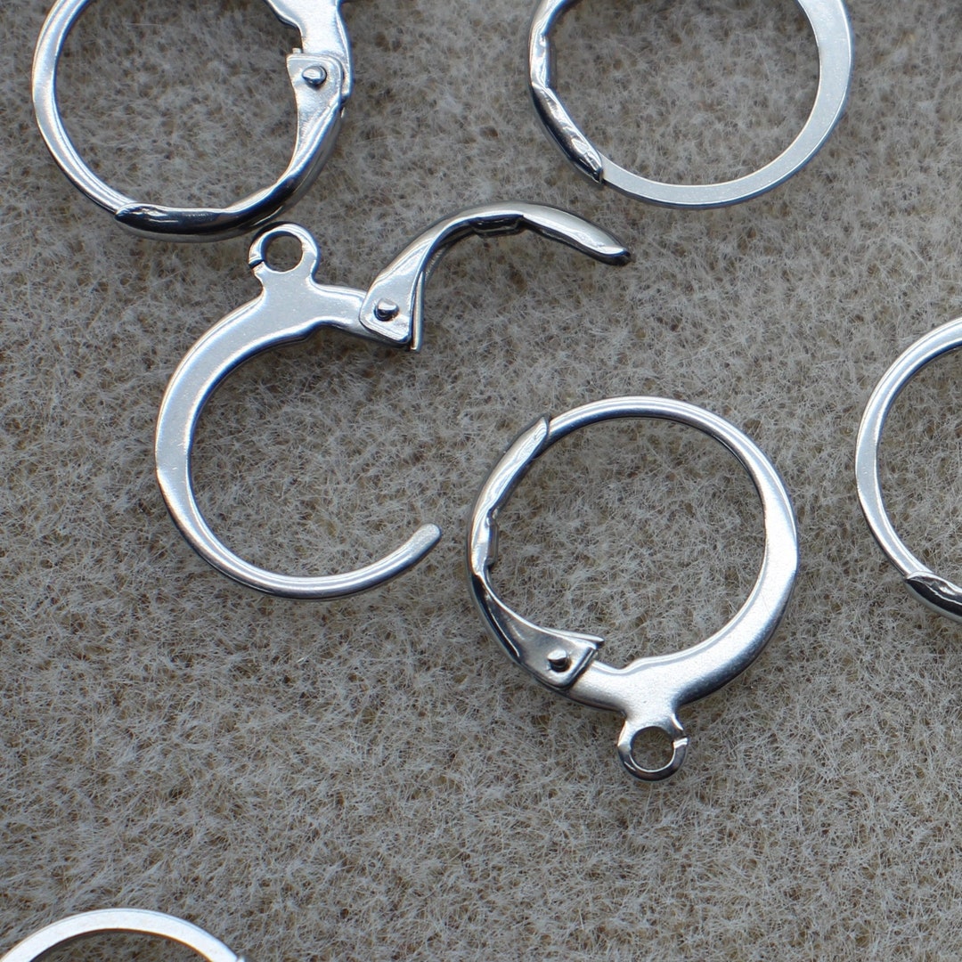 Lever Back Hoop Earrings With Bail Loop 15mm Silver Tone 304 Stainless ...