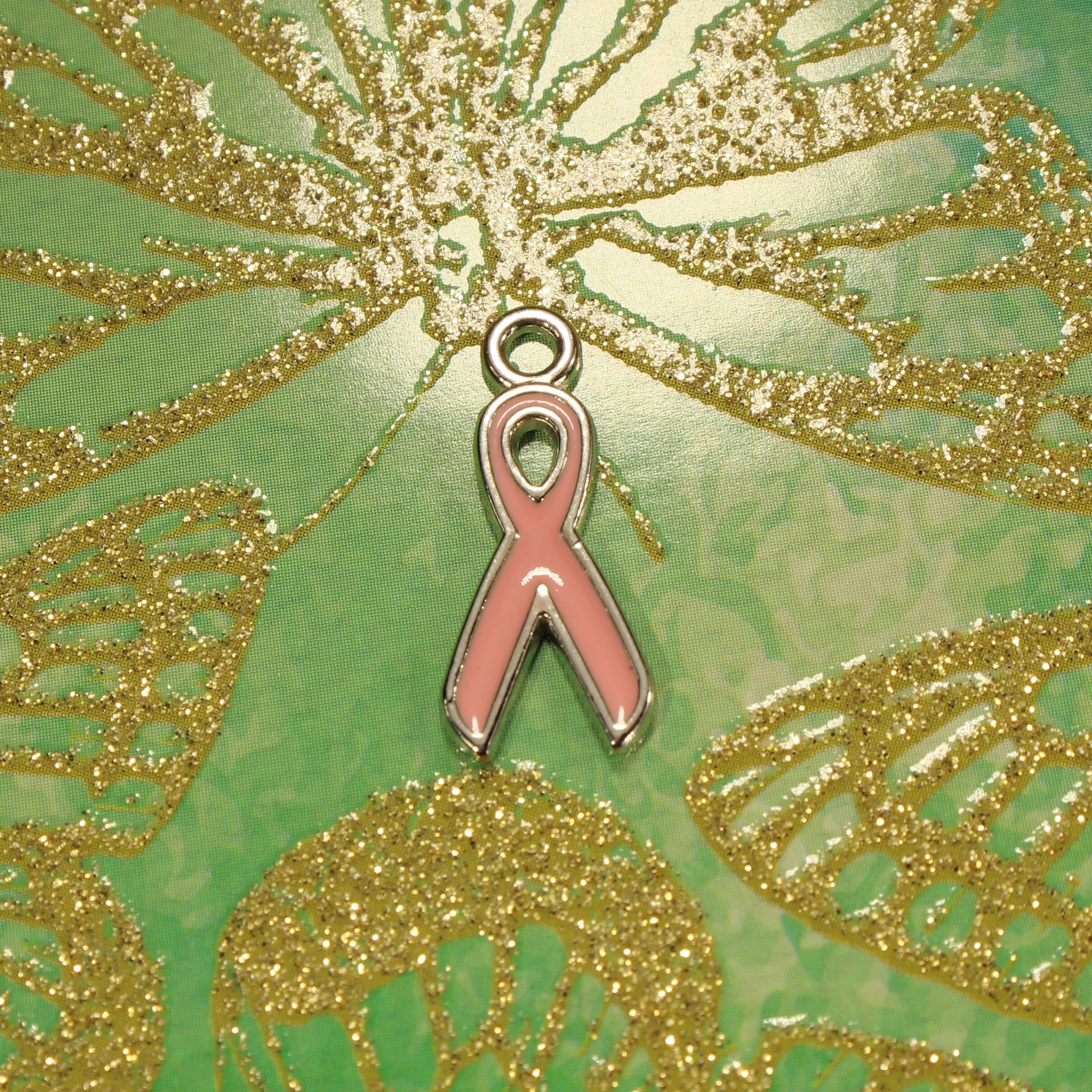 Pink Ribbon 20mm Silver Tone and Pink Enamel Single Sided | Etsy