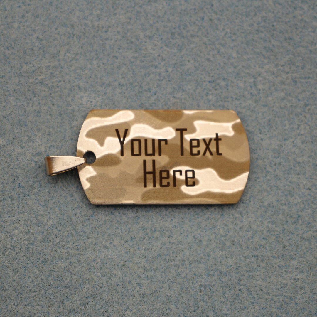 Personalized Camo Tag 50mm Stainless Steel With Pinch Bail Light Camo ...