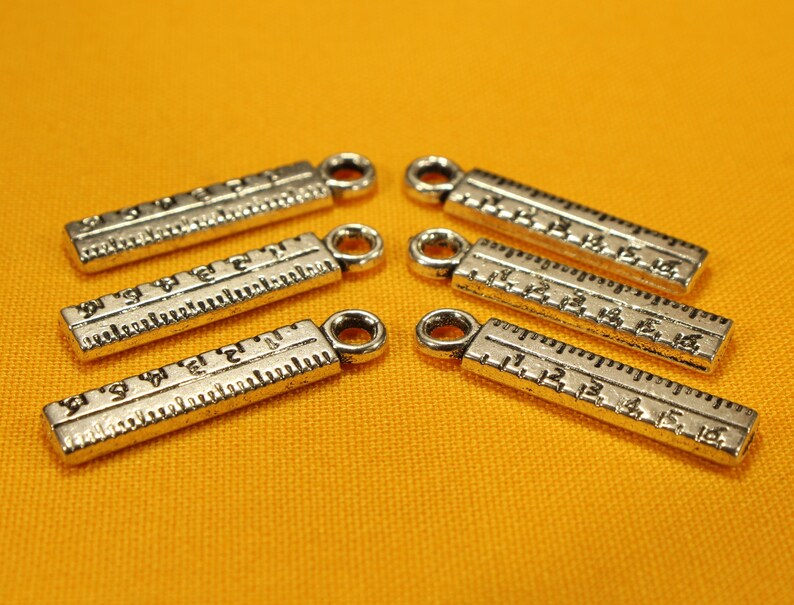 Ruler 24mm Antique Silver Tone Single Sided School Charms - Etsy