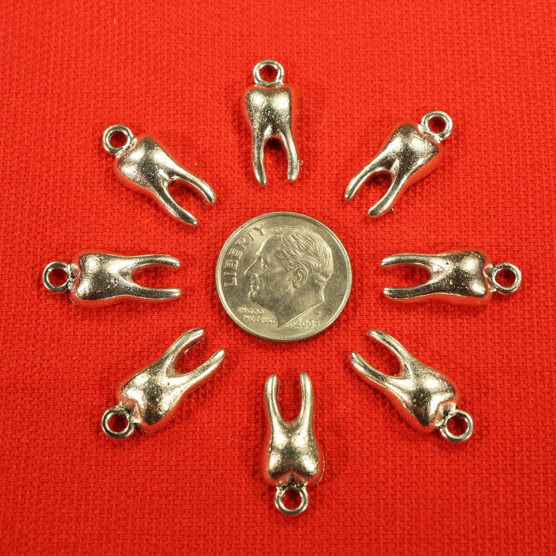 Tooth 20mm Antique Silver Tone Single Sided 2D Dental Charms - Etsy