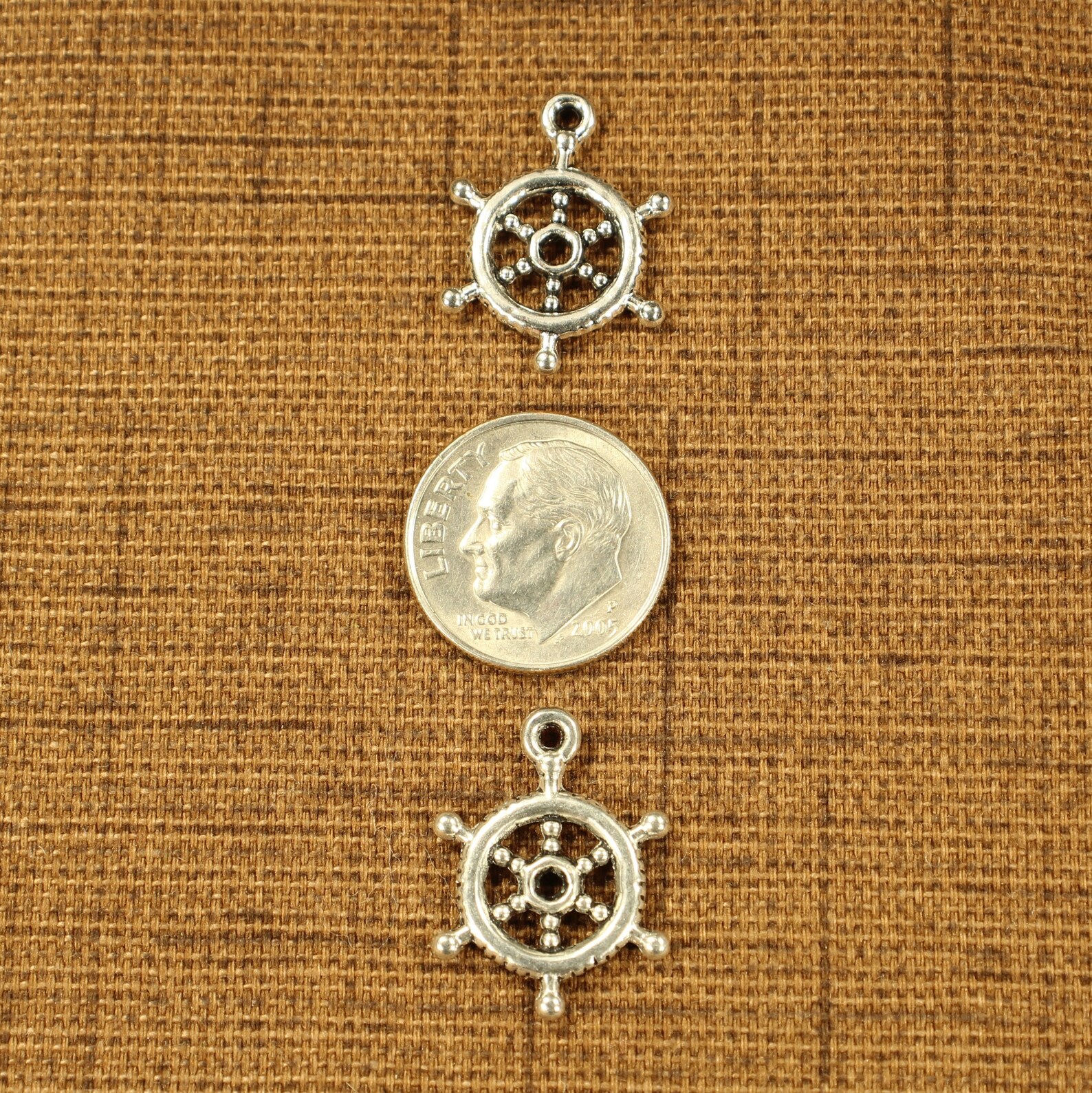 Captain's Wheel 20mm Antique Silver Tone Double Sided | Etsy