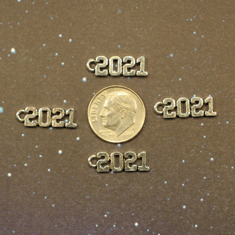 2021 Year 19mm Antique Silver Tone Single Sided Date Charms - Etsy