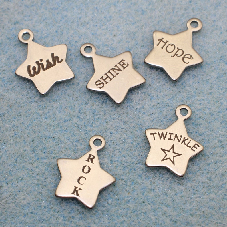 Personalized Star 16mm Silver Tone 304 Stainless Steel Custom Laser ...