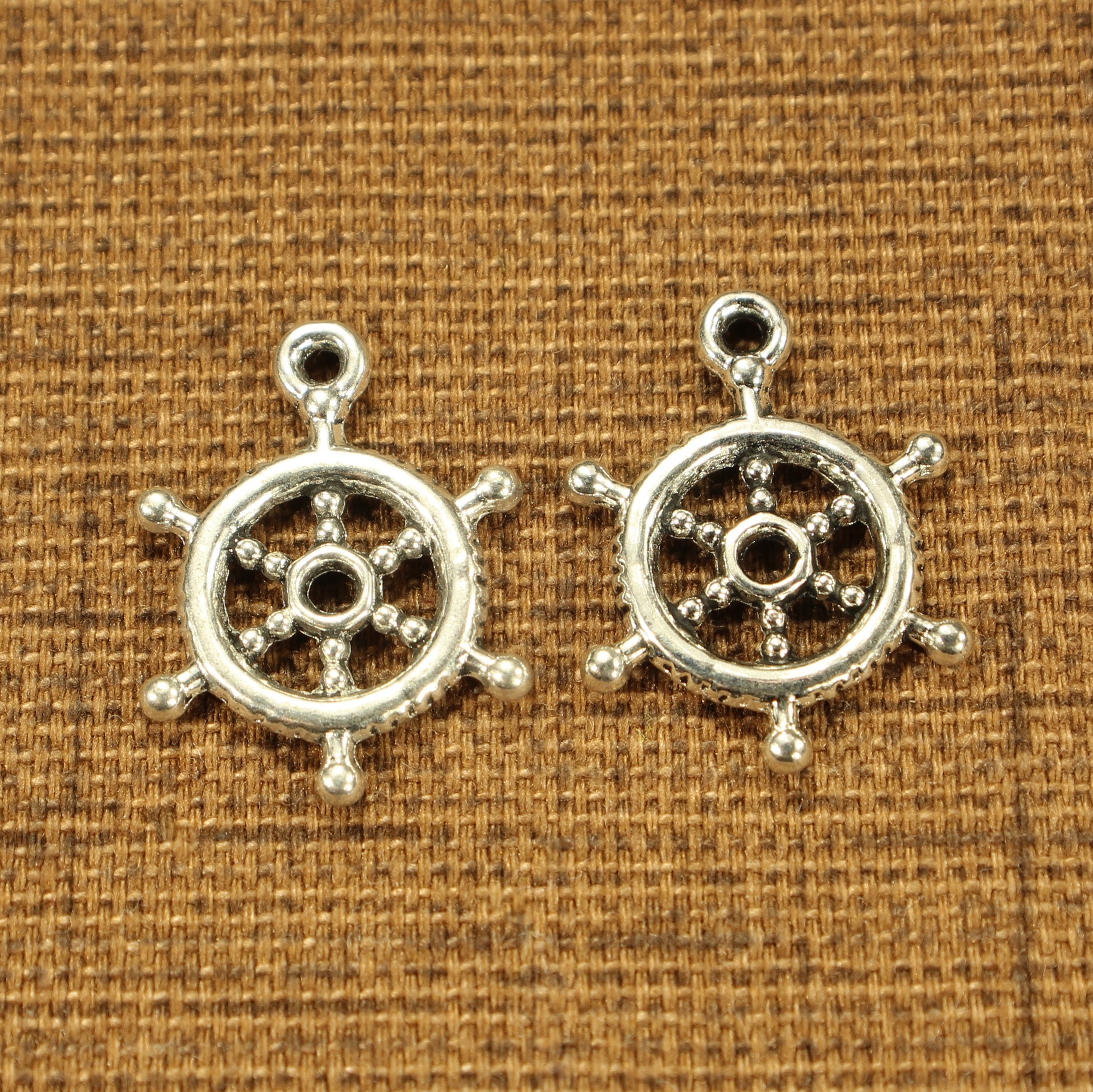 Captain's Wheel 20mm Antique Silver Tone Double Sided - Etsy