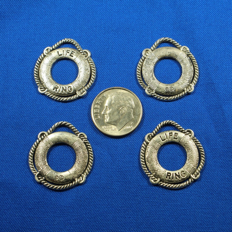 Life Preserver Ring 24mm Antique Silver Tone Double Sided Nautical ...