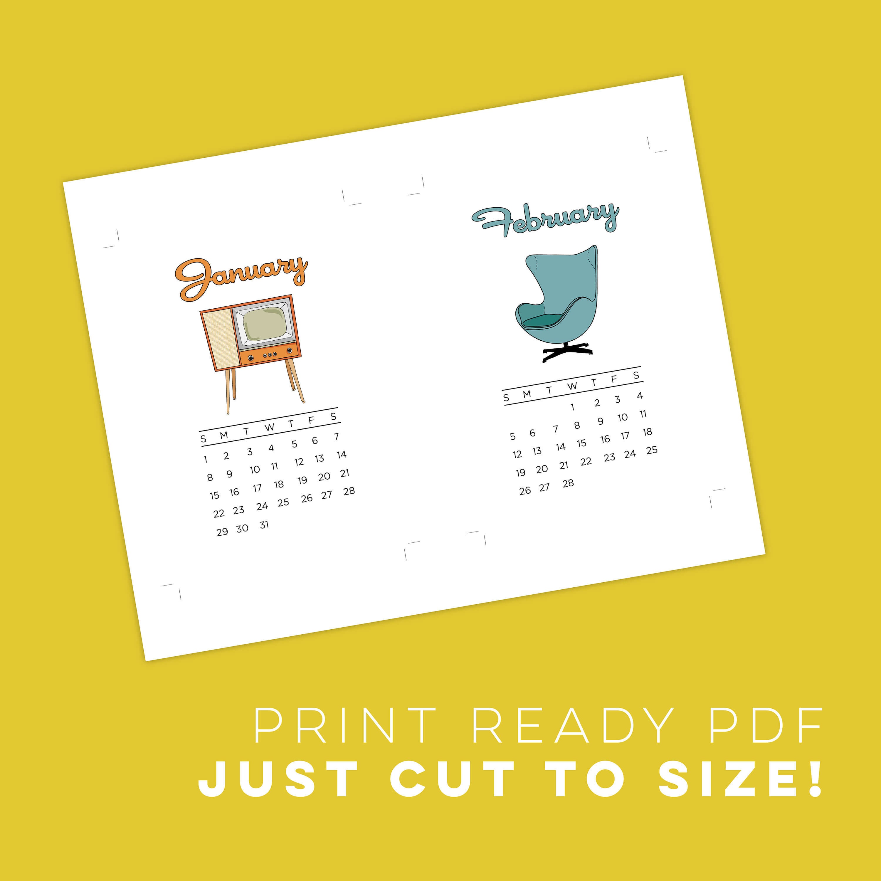 2023 Mid-century Modern Calendar 4x6 - Etsy