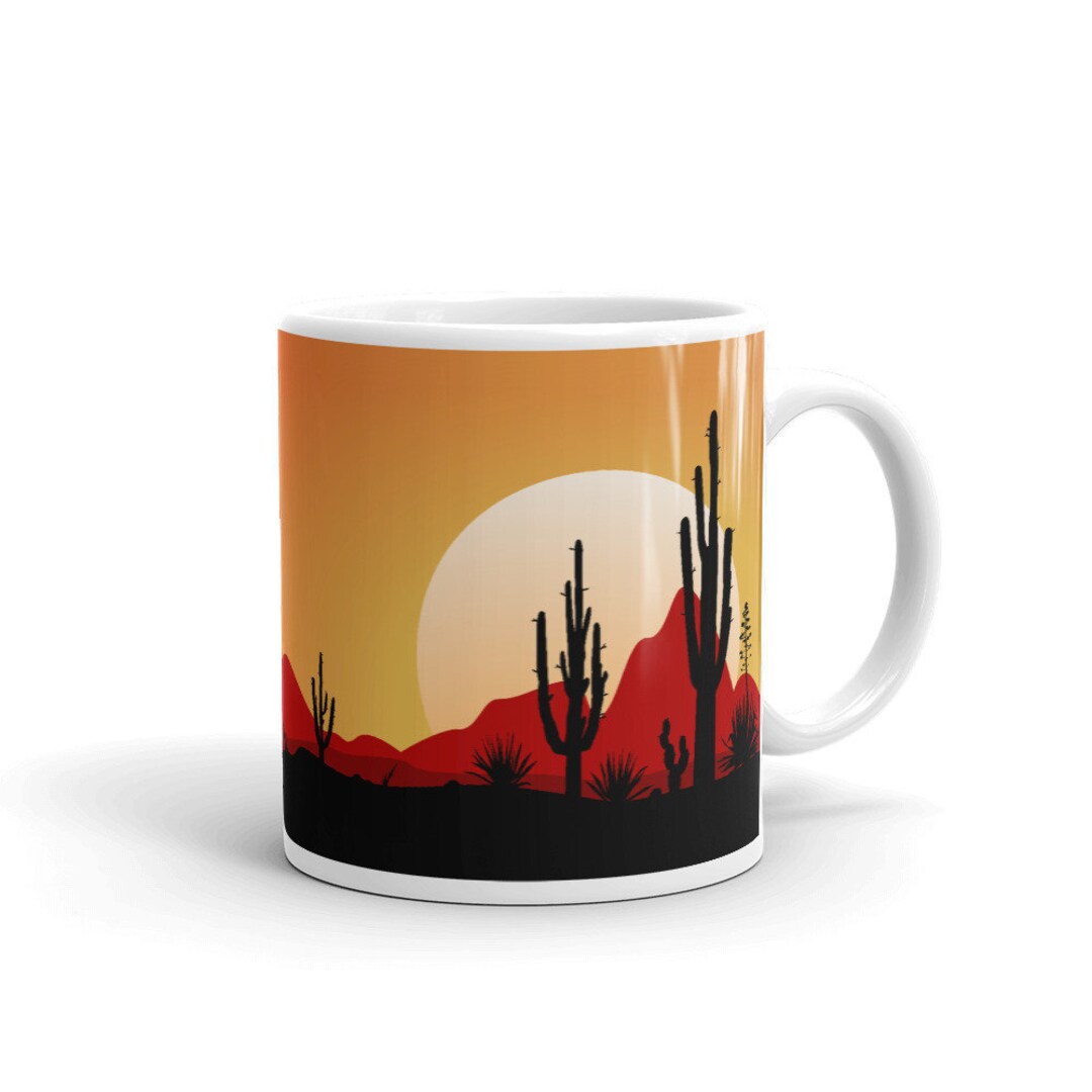 Southwest Desert Mug, Sunrise Sunset Saguaro Cactus, Sonoran Desert ...