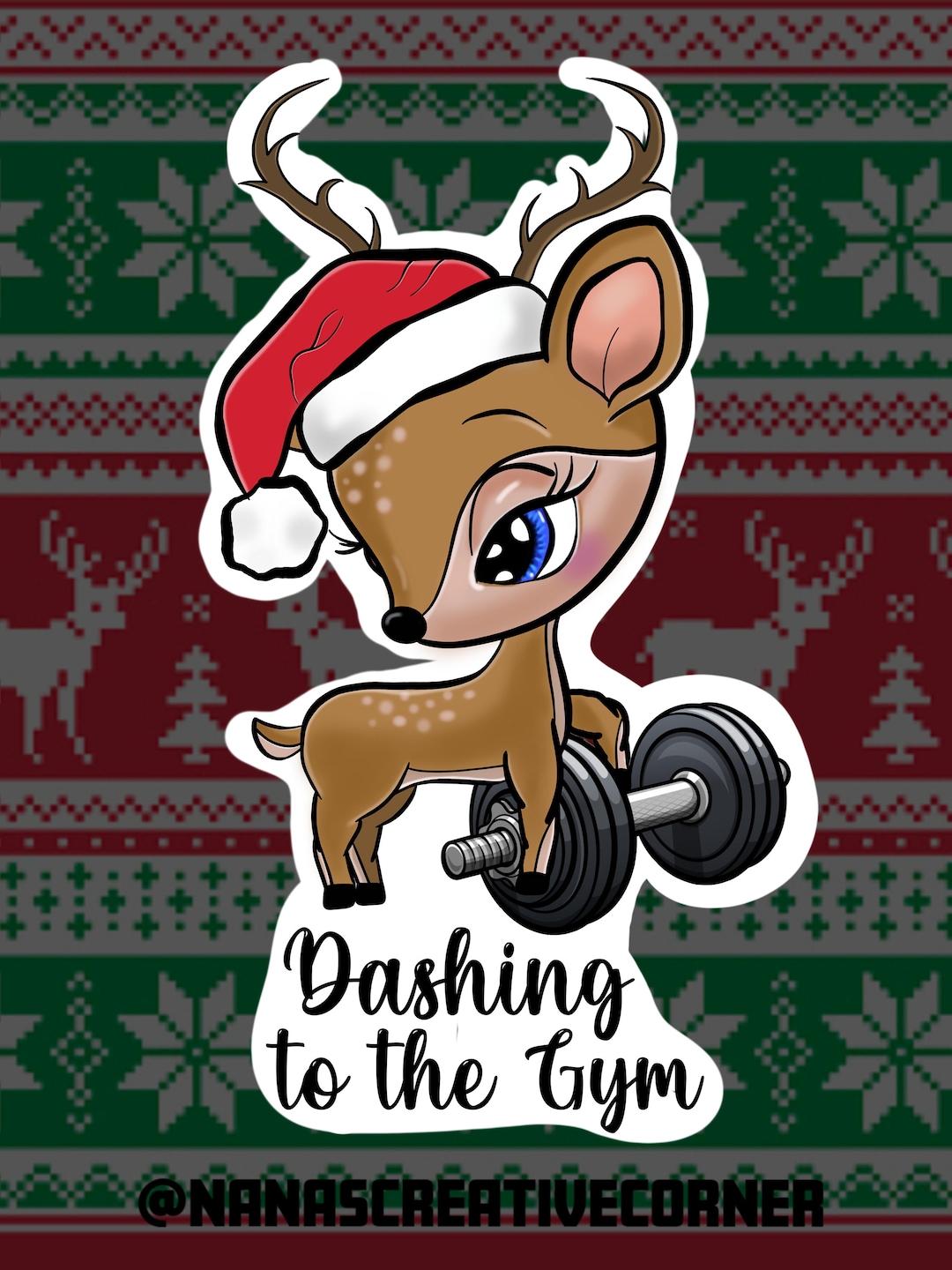 Reindeer, Dashing to the Gym, Christmas Season, Christmas, Decal ...