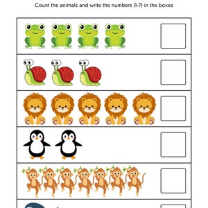 Animal Counting Math Worksheet Animals Animal Worksheet for Kids Learn ...