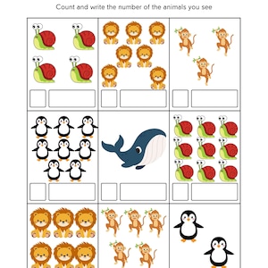 Animal Counting Math Worksheet Animals Animal Worksheet for Kids Learn ...