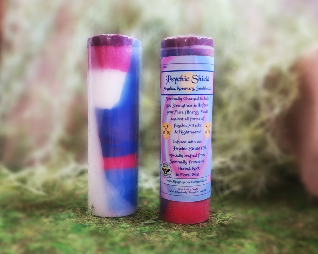 Psychic Shield Pillar Spell Candle Angelica Rosemary - Etsy Australia
