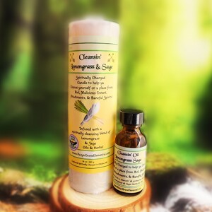 Cleansing Lemongrass Sage Pillar Candle Infused With Lemongrass Sage Oils - Aura and Space ...