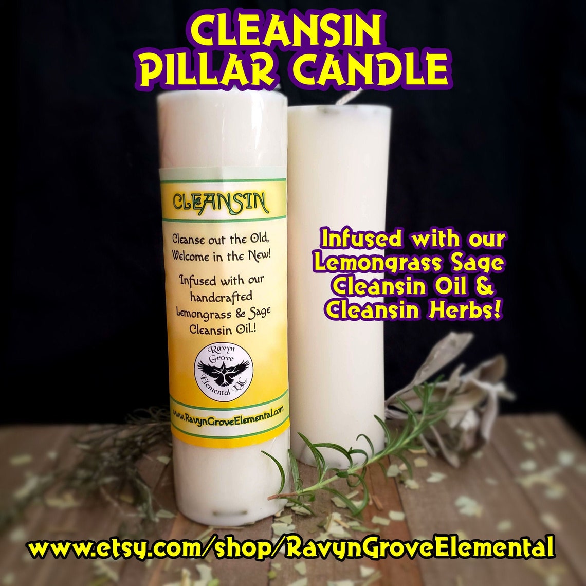 Cleansing Lemongrass Sage Pillar Candle Cleanse From Evil - Etsy