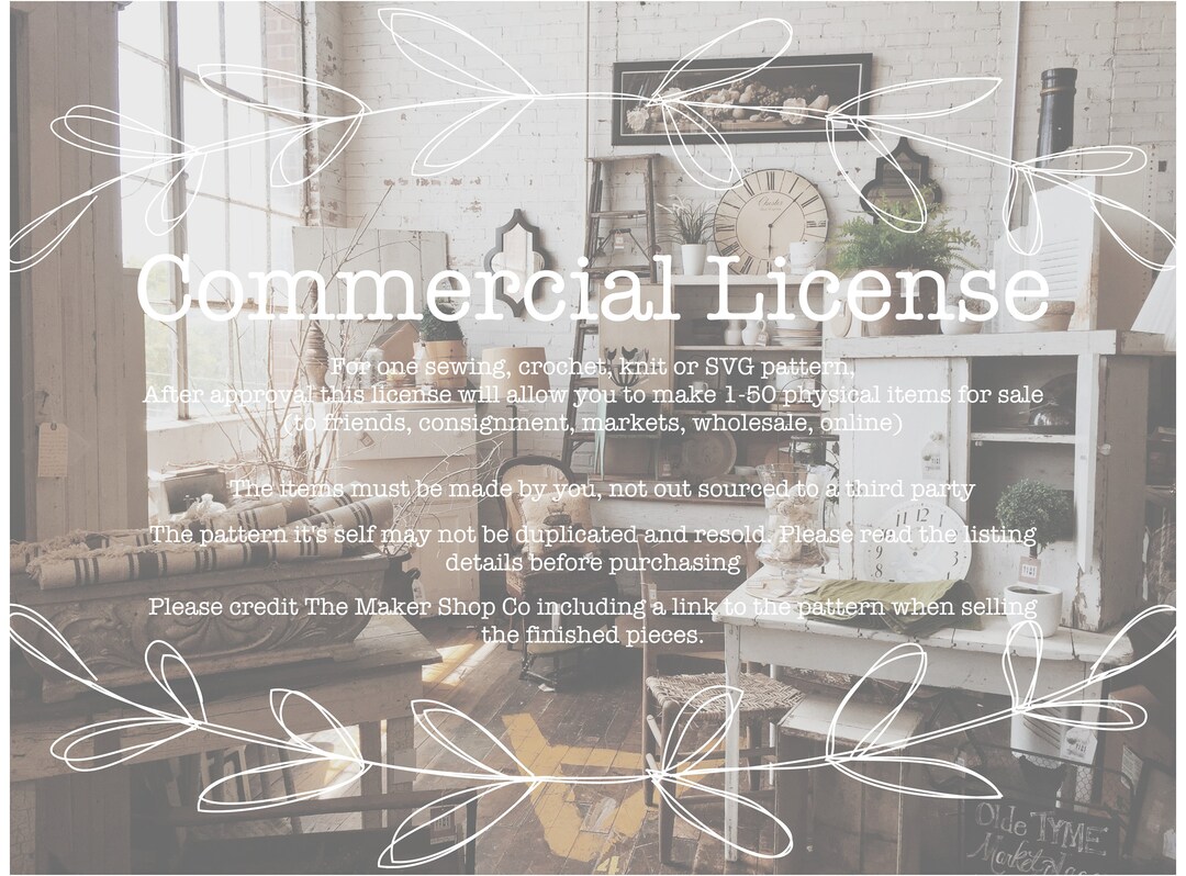 1-50 Item Commercial License for Digital Downloads and Digital Sewing ...