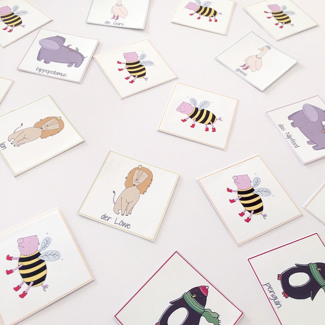 English Swedish Bilingual Animal Memory Game Animals - Etsy