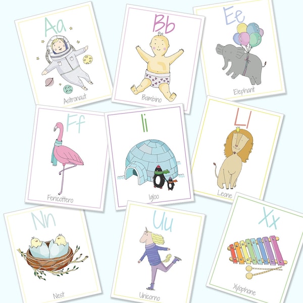 Italian Abc Flash Cards - Etsy