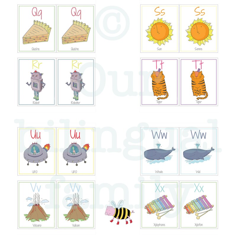 English German Bilingual ABC Flash Cards Printable Games - Etsy