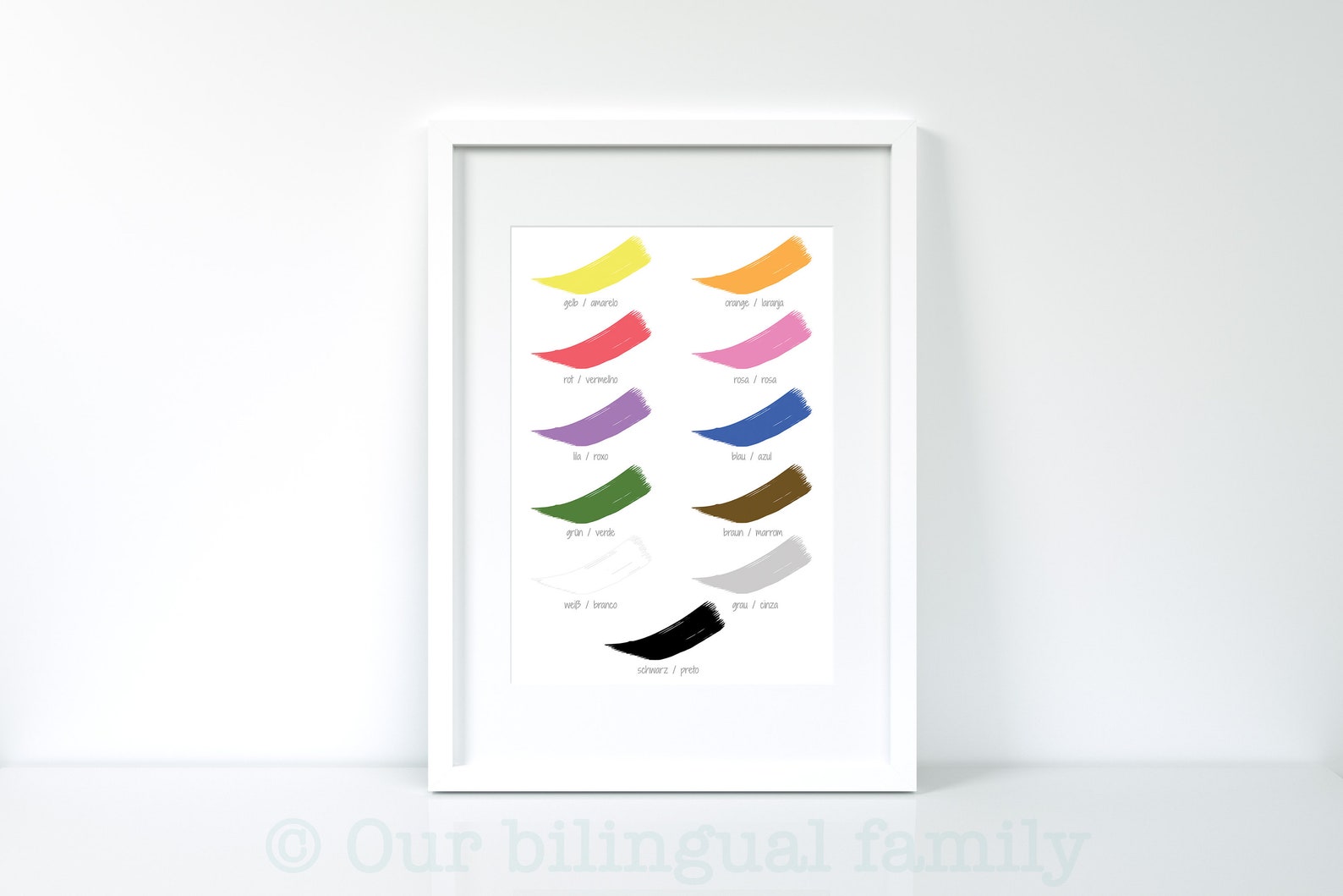 German Portuguese Colours Poster, Bilingual Nursery Art (digital ...