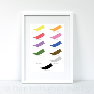 German Portuguese Colours Poster, Bilingual Nursery Art (digital ...