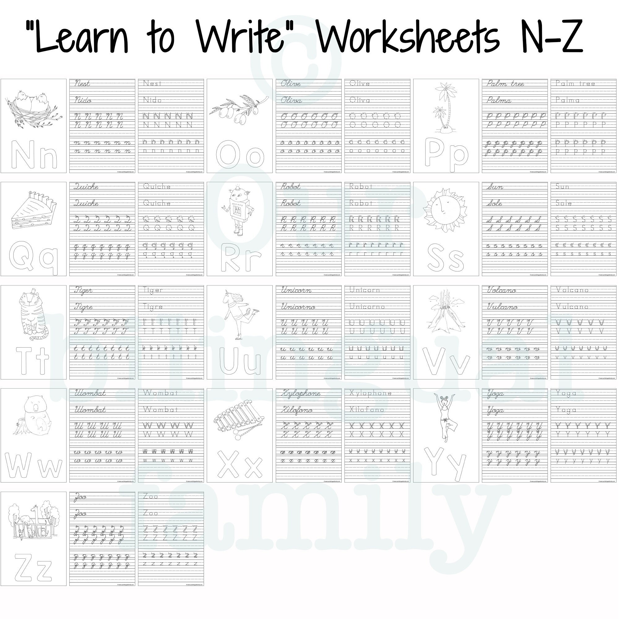 English Italian Bilingual Activity Pack, Flash Cards, Learn to Write ...