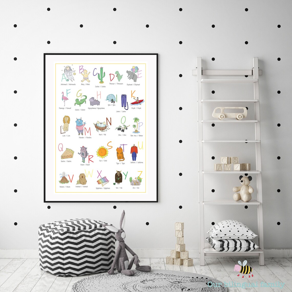 English French Bilingual Alphabet Poster, Nursery Art, Digital Download ...