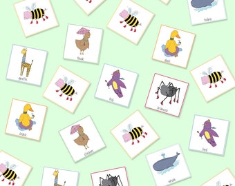 English Swedish Bilingual Animal Memory Game Animals | Etsy