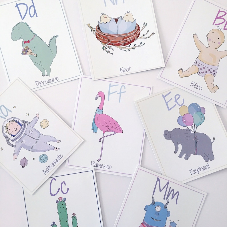 English German Bilingual ABC Flash Cards Printable Games - Etsy