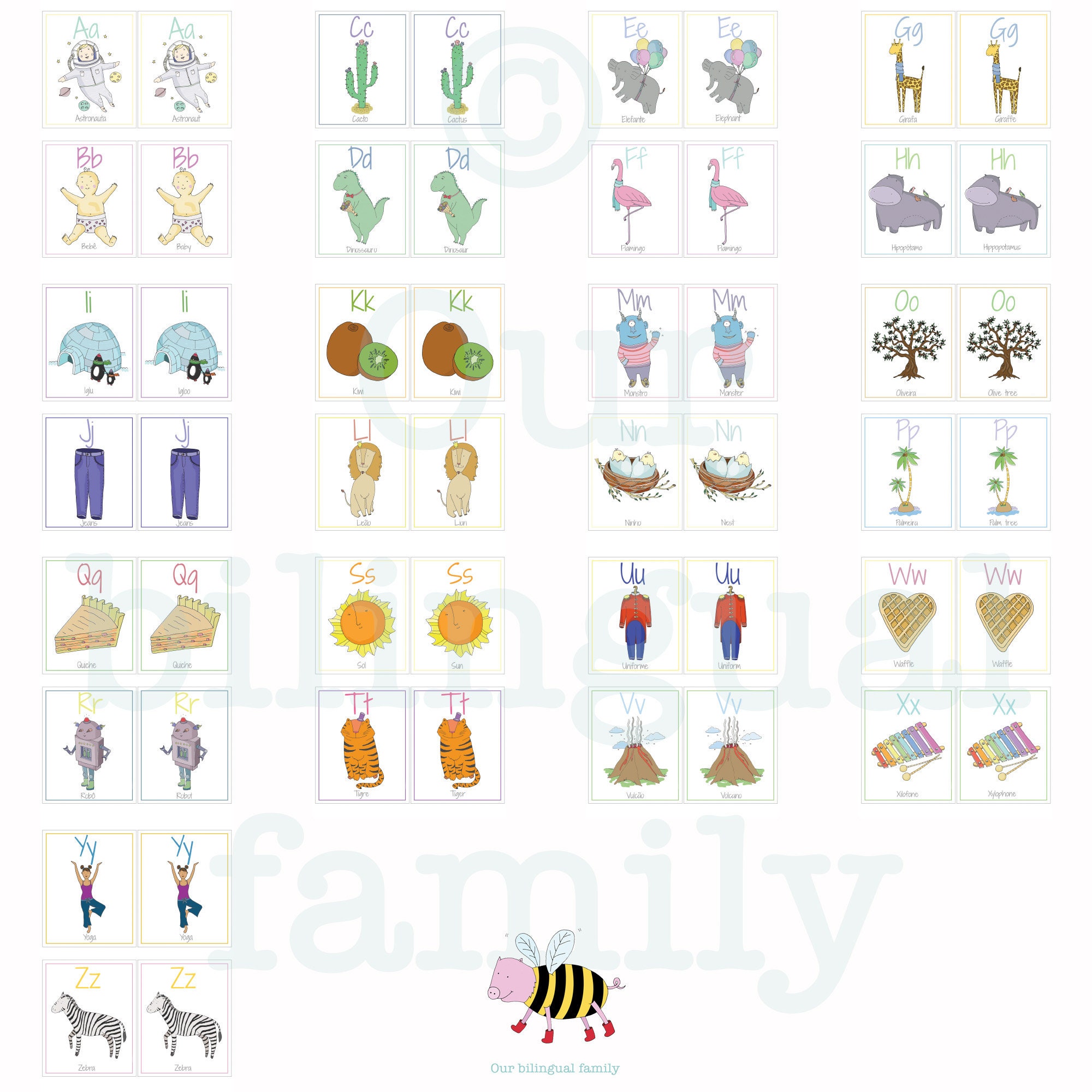 English Portuguese Bilingual ABC Flash Cards, Printable Games ...