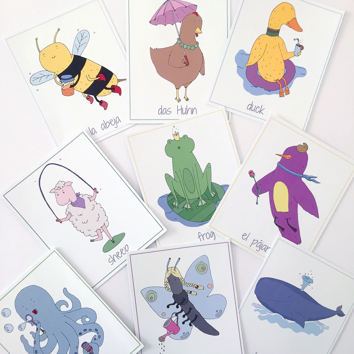 English Indonesian Bilingual Animal Flash Cards (digital Download ...