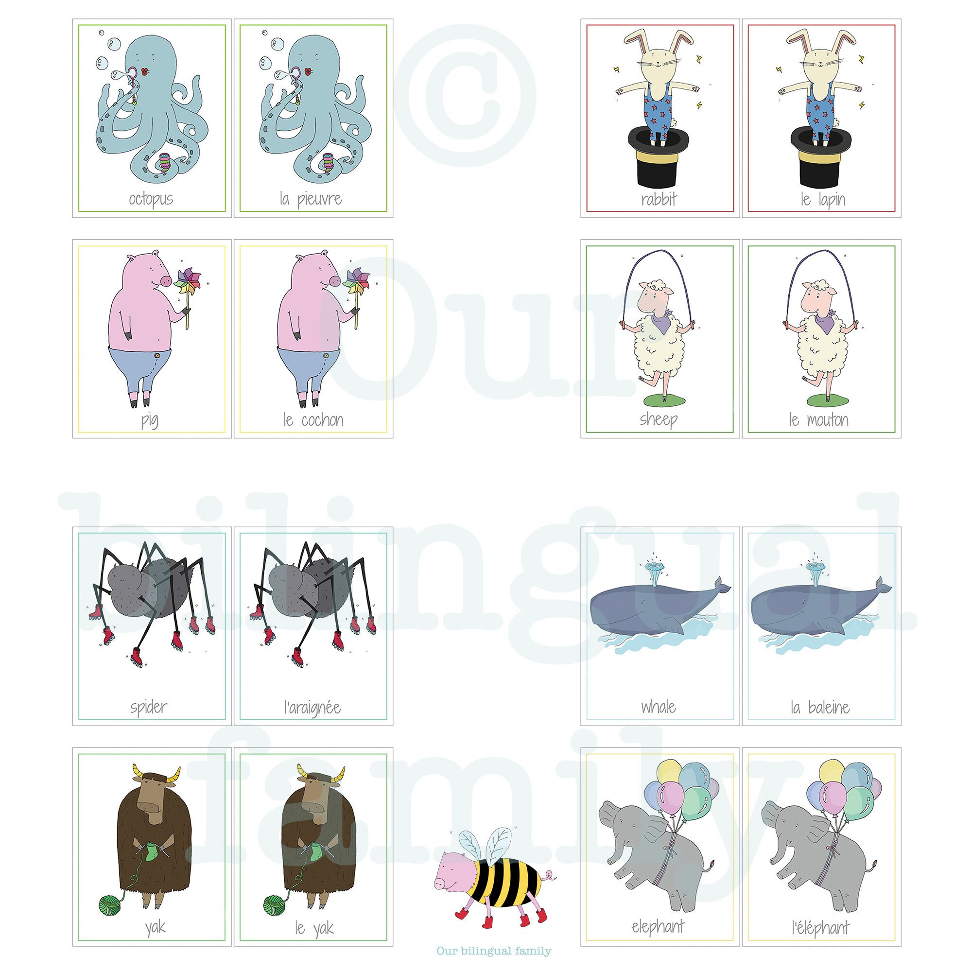 English French Bilingual Animal Flash Cards, Printable Games ...