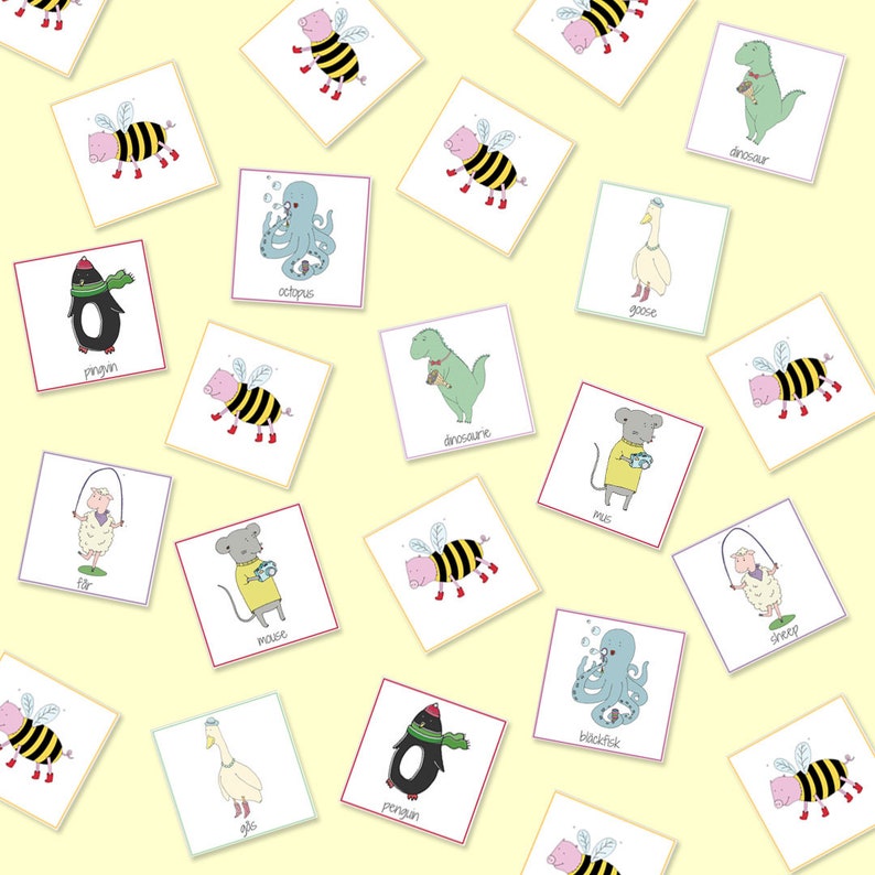 English Swedish Bilingual Animal Memory Game, Animals, Printable Games ...