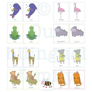 English Indonesian Bilingual Animal Flash Cards, Printable Games ...