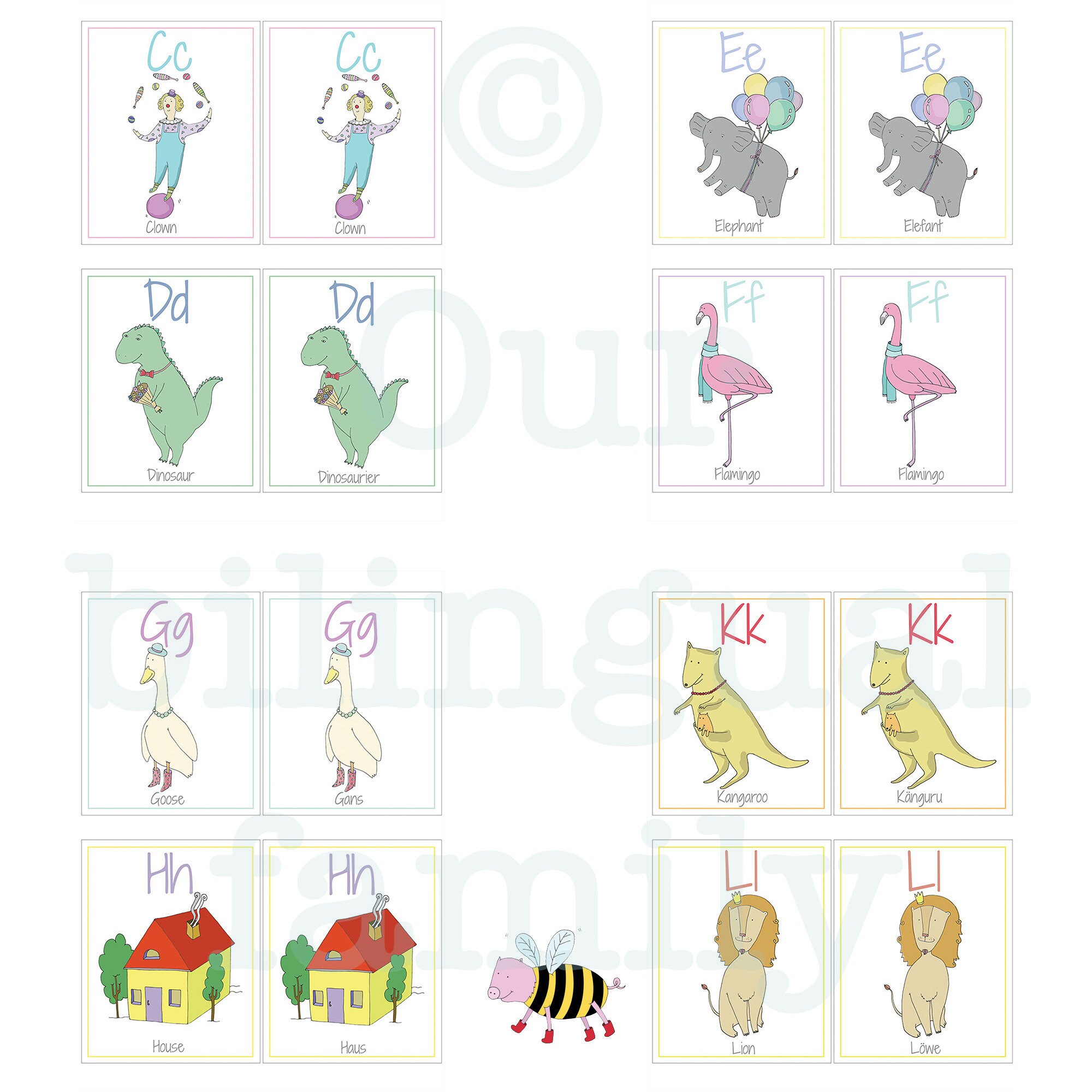 English German Bilingual ABC Flash Cards, Printable Games, Educational ...