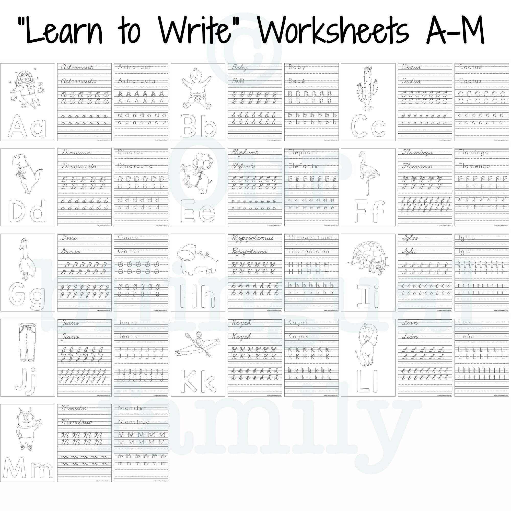 English Spanish Bilingual Activity Pack, Flash Cards, Learn to Write ...