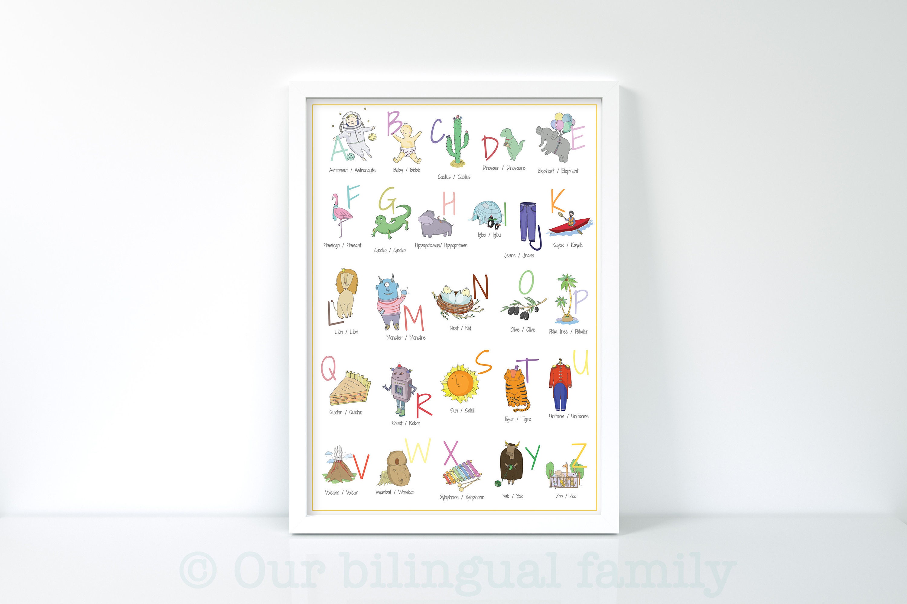 English French Bilingual Alphabet Poster, Nursery Art, Digital Download ...