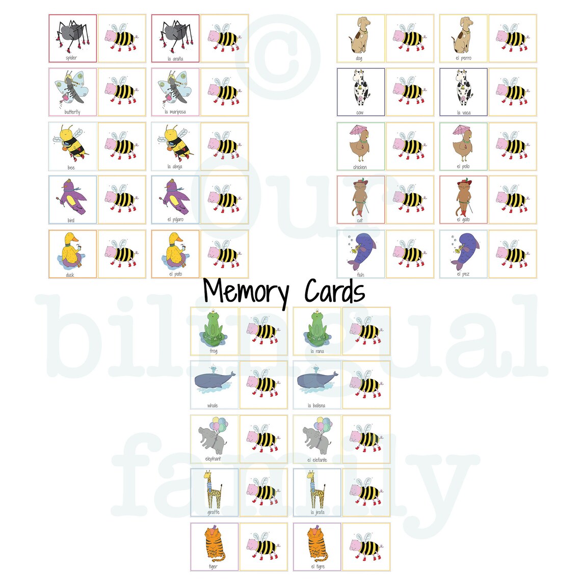 English Spanish Bilingual Activity Pack Flash Cards Learn to | Etsy