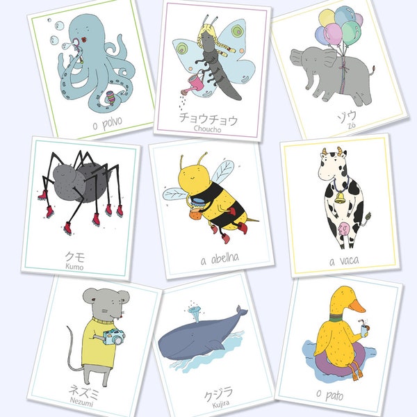Animal Flash Cards - Etsy