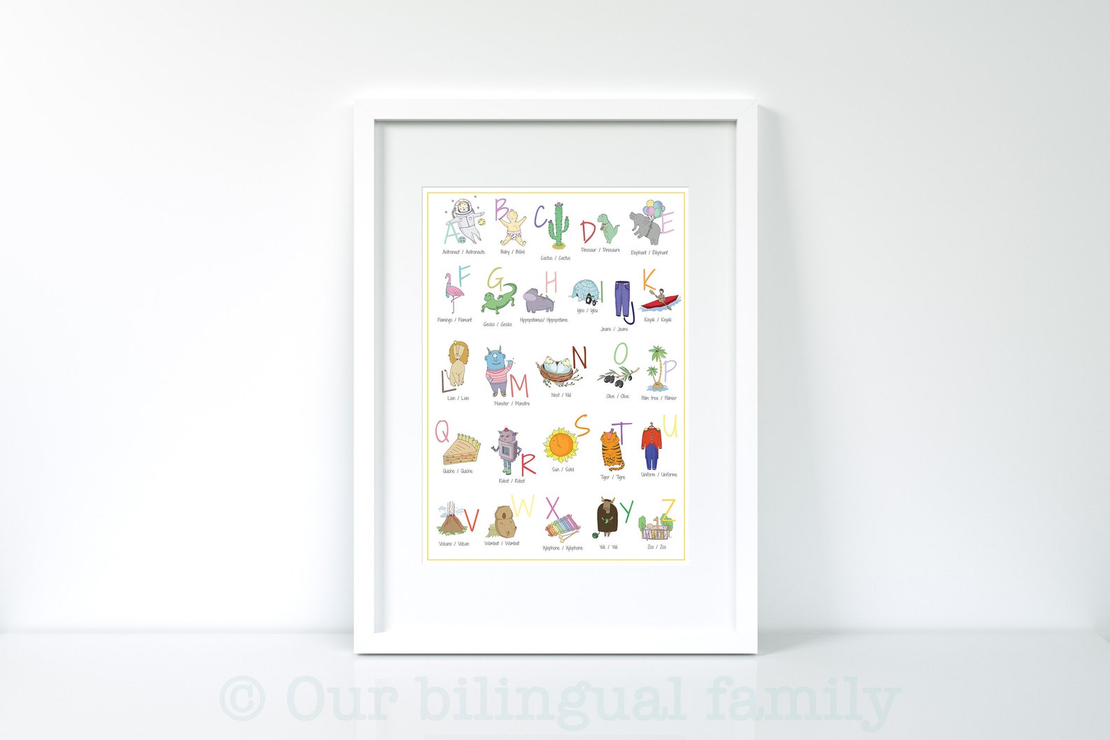 English French Bilingual Alphabet Poster, Nursery Art, Digital Download ...