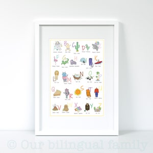 English French Bilingual Alphabet Poster, Nursery Art, Digital Download ...