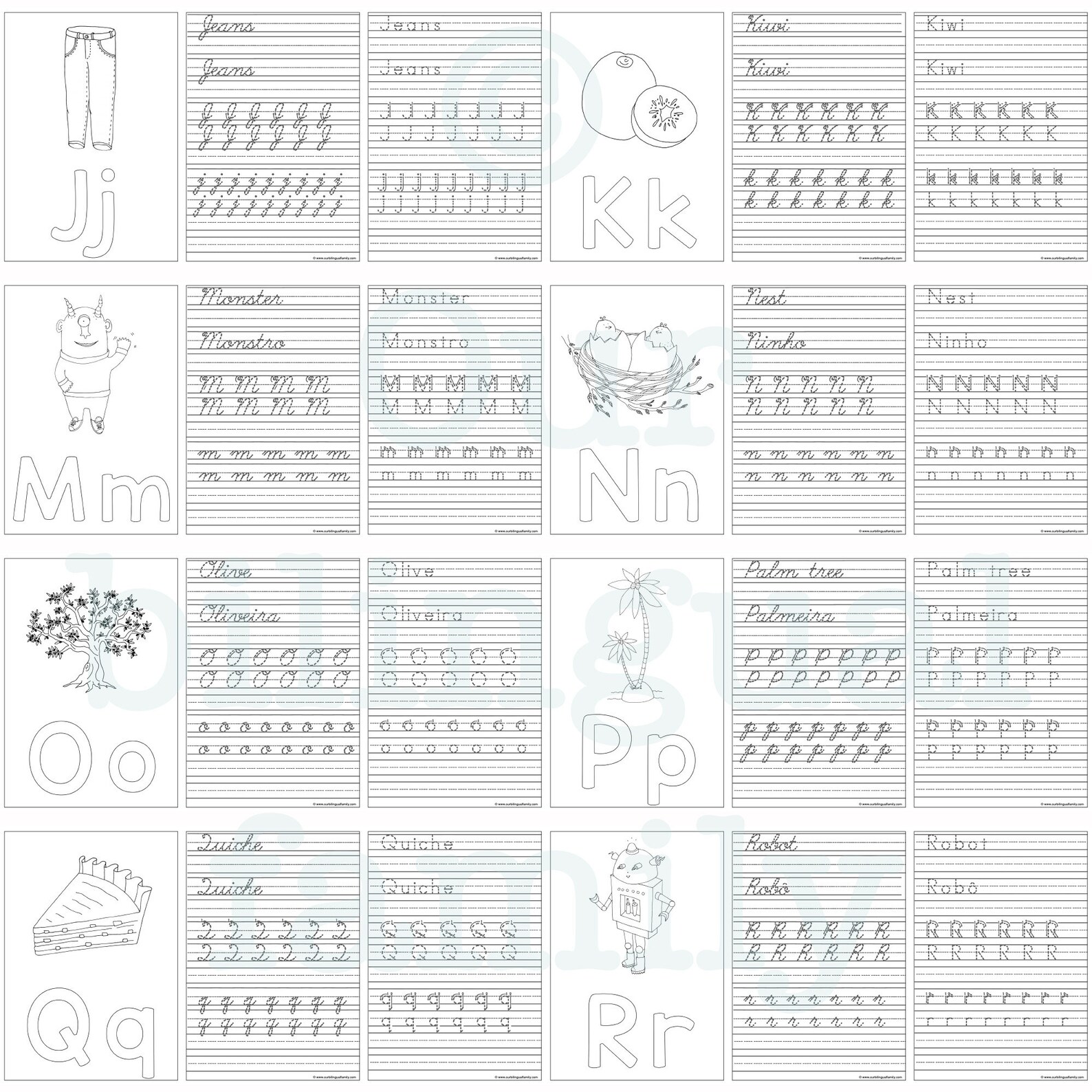 English Portuguese Learn to Write Bilingual Worksheets , ABC Writing ...