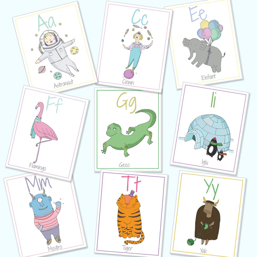 German Italian Bilingual ABC Flash Cards, Printable Games,educational ...