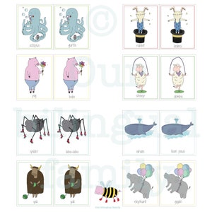 English Indonesian Bilingual Animal Flash Cards, Printable Games ...