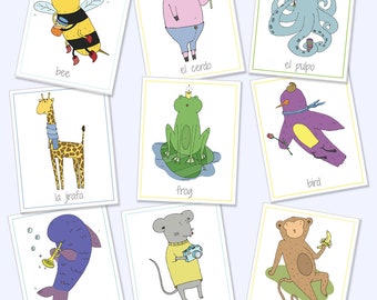 English French Bilingual Animal Flash Cards, Printable Games ...