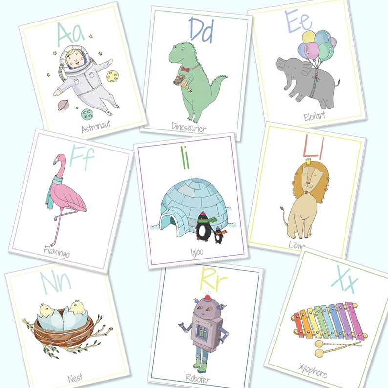 English German Bilingual ABC Flash Cards, Printable Games, Educational ...