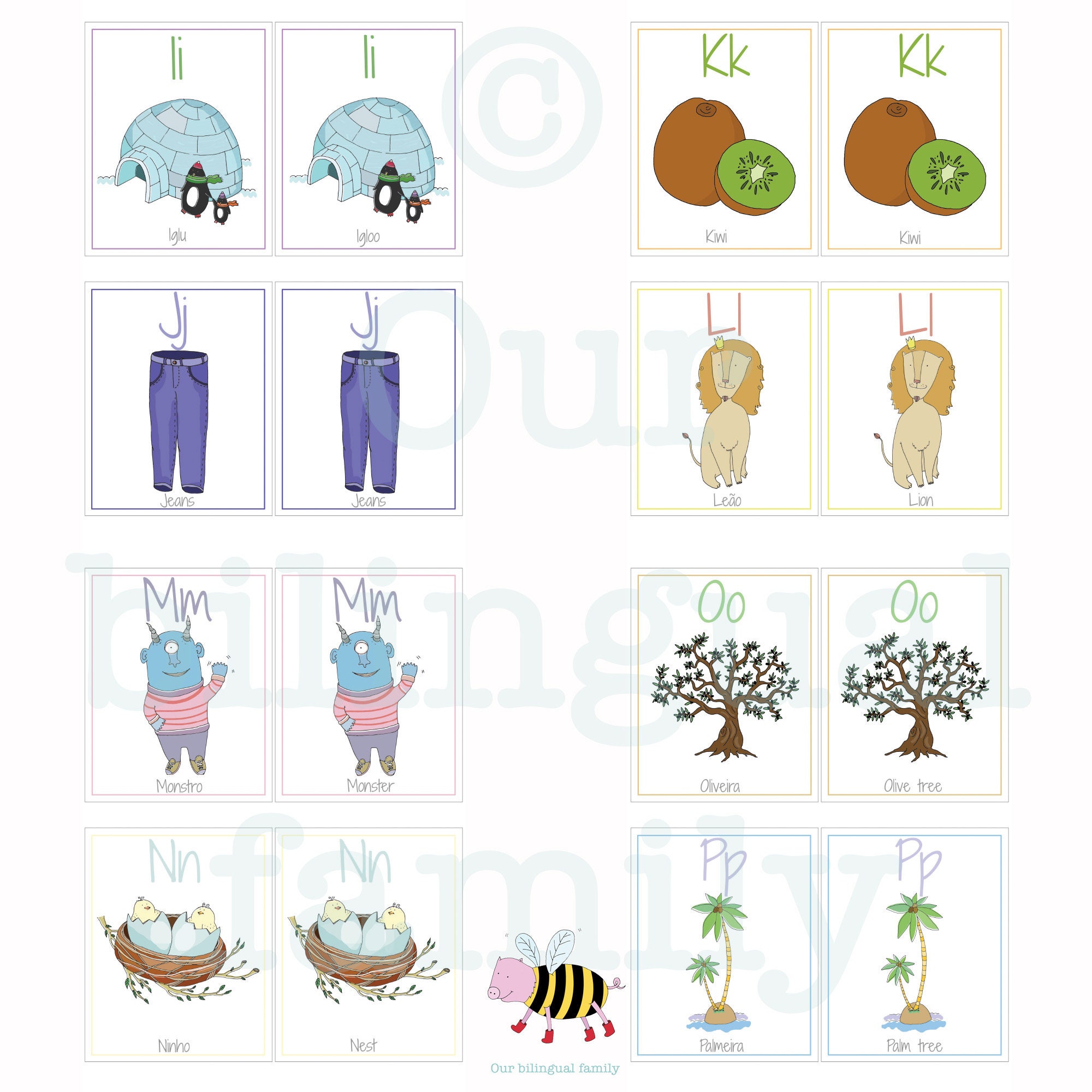 English Portuguese Bilingual ABC Flash Cards, Printable Games ...