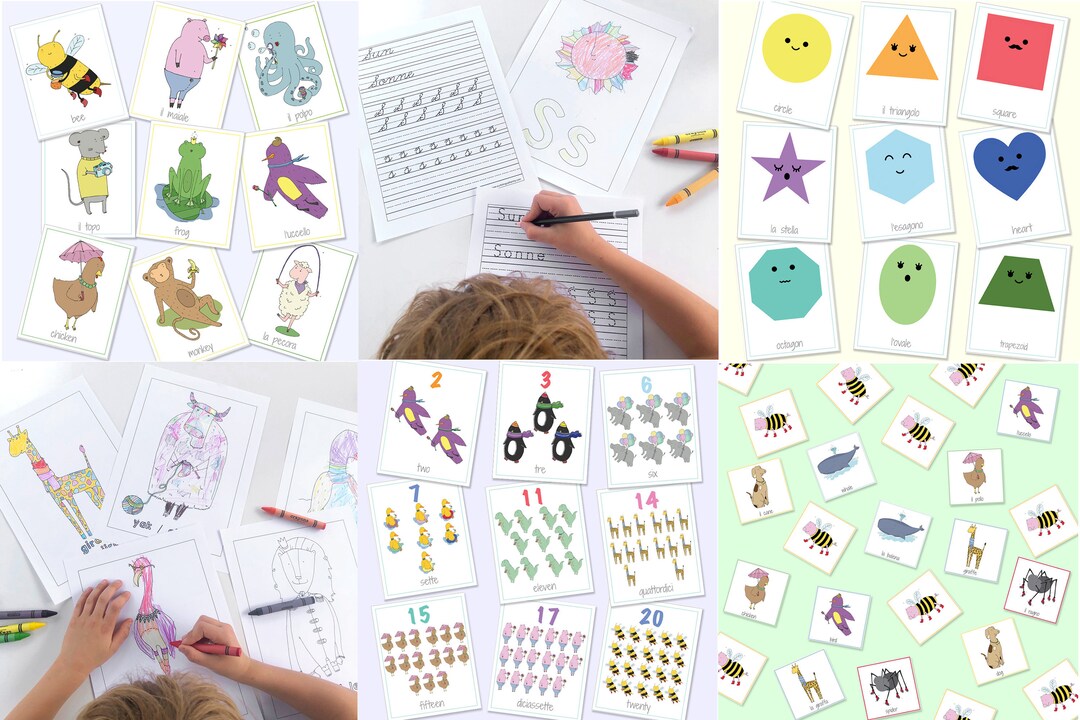 English Italian Bilingual Activity Pack, Flash Cards, Learn to Write ...