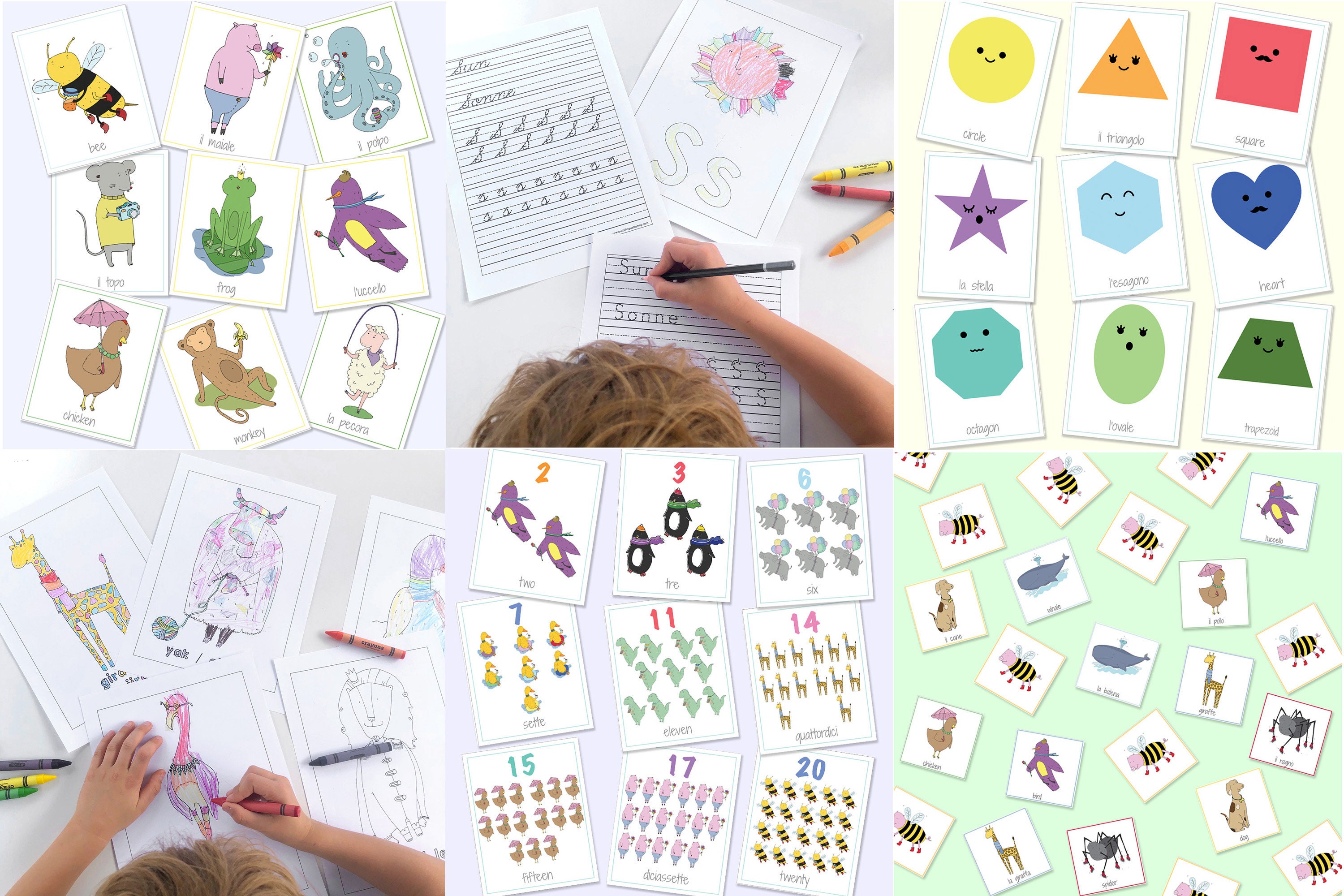 English Italian Bilingual Activity Pack, Flash Cards, Learn to Write ...