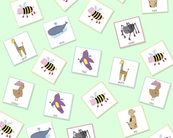 English Swedish Bilingual Animal Memory Game Animals | Etsy