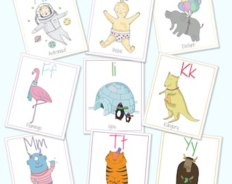 English German Bilingual ABC Flash Cards Printable Games | Etsy